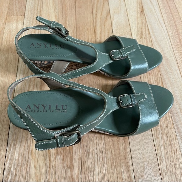 Anyi Lu | Shoes | Anyi Lu Lola Deep Green Opentoe Heeled Sandals With ...